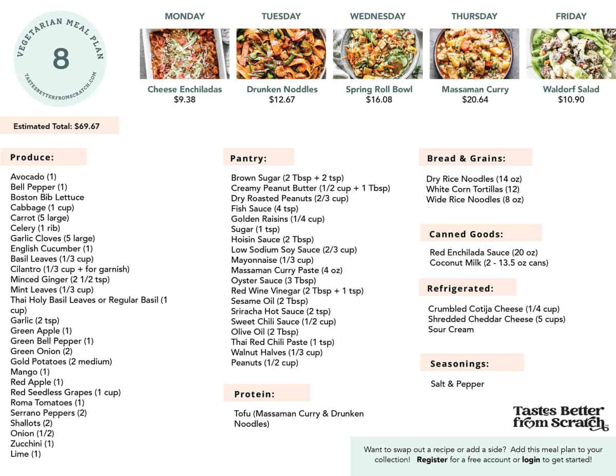 Vegetarian Meal Plan (8) | - Tastes Better From Scratch