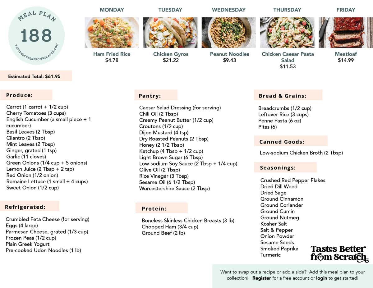 Meal Plan (188) | - Tastes Better From Scratch