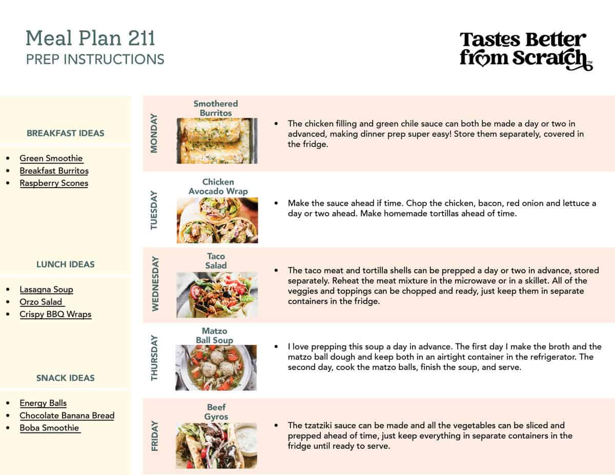 Meal Plan (211) | - Tastes Better From Scratch